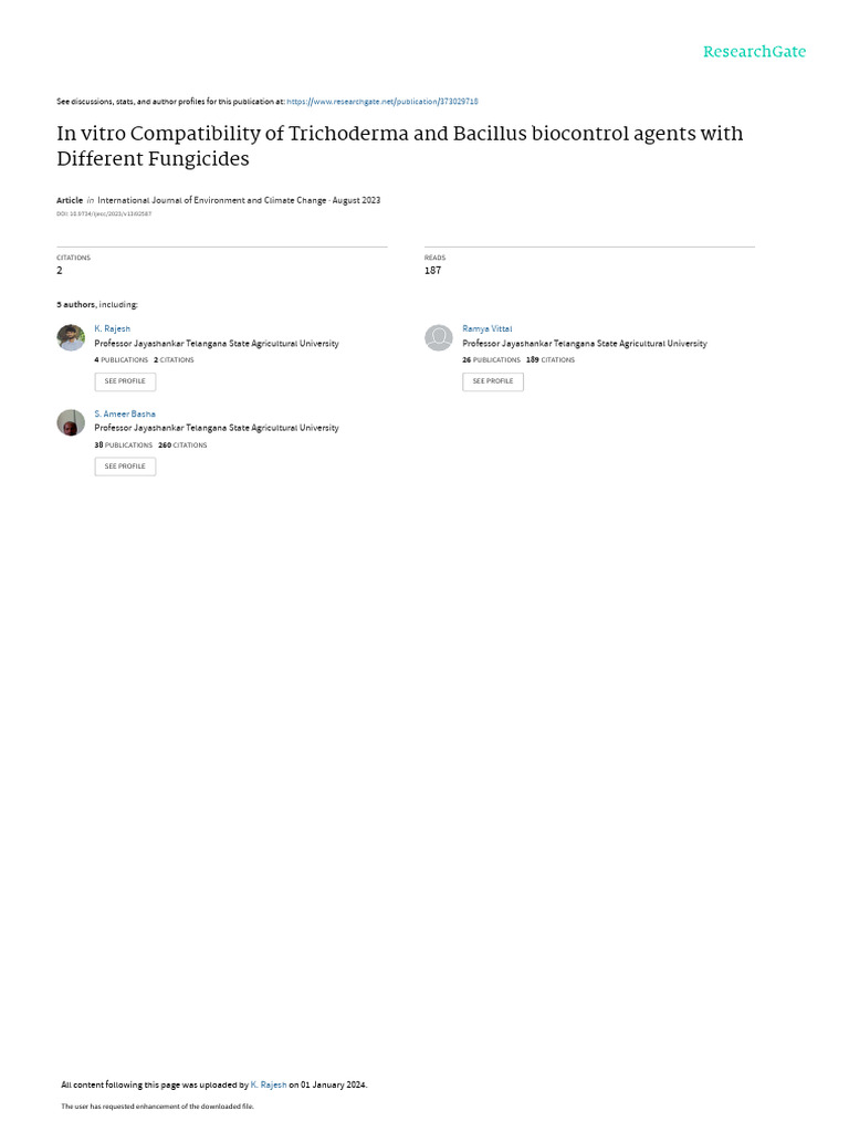 Trichoderma and Bacillus Fungicide Compatibility | PDF | Biological ...