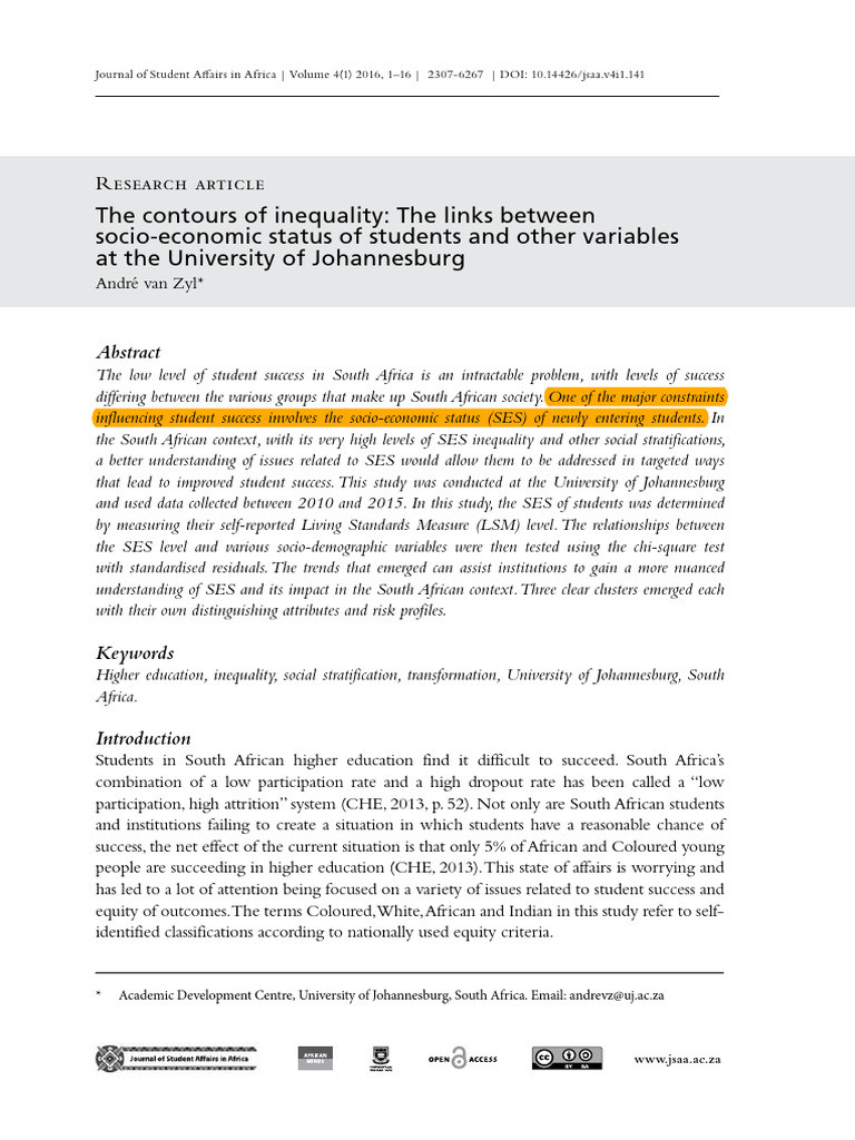 Socio-Economic Status and Student Success | PDF | Chi Squared Test ...