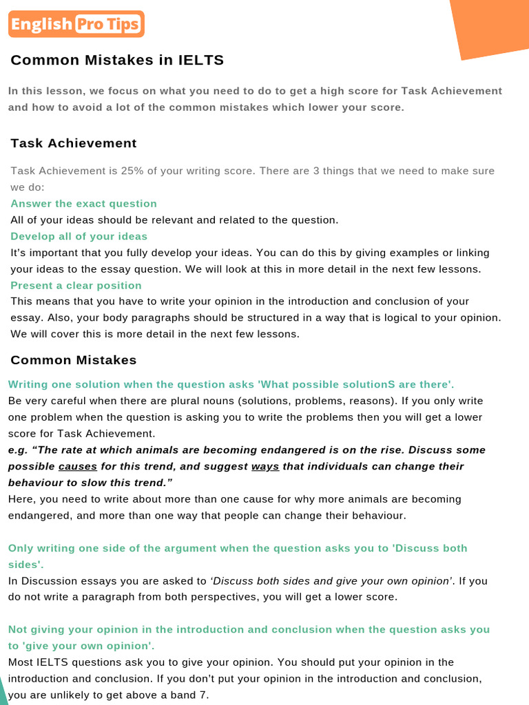common-mistakes-in-ielts-essays | PDF | Essays | Communication