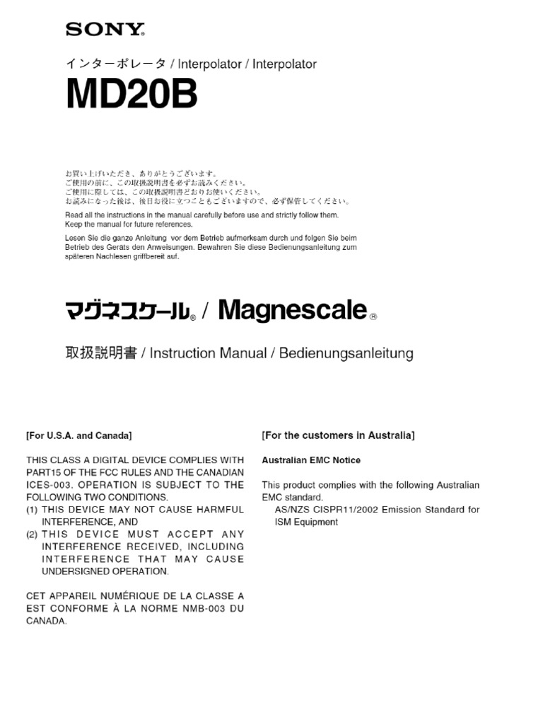 Magnescale MD20B - Manual | PDF