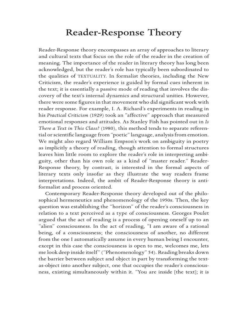 Reader Response Theory | PDF | Semantics | Liberal Arts Education