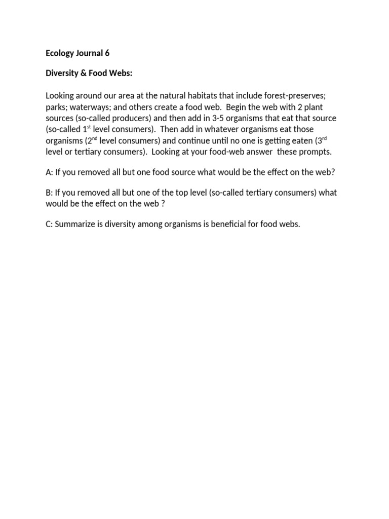 Ecology 6 Food Webs & Diversity | PDF
