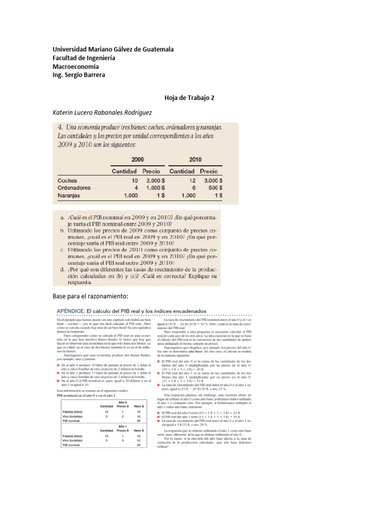 Hoja de Trabajo 2 PIB | PDF