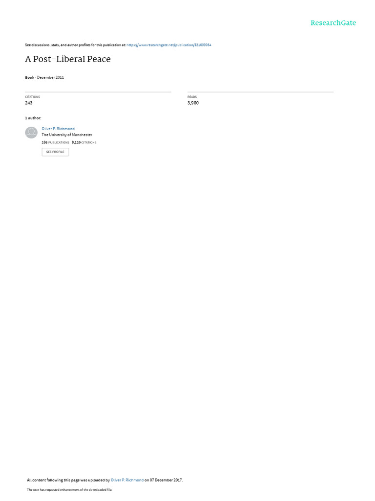 Apost Liberalpeacefinal | PDF | Peacebuilding | Governance