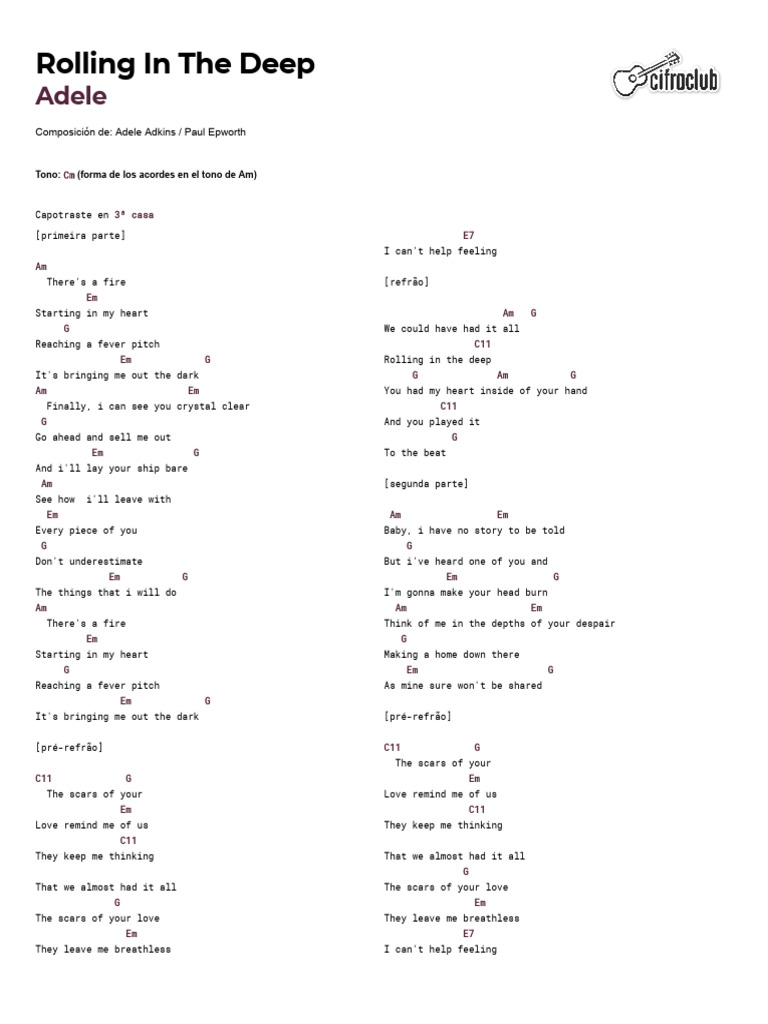 Adele - Rolling in The Deep | PDF | Adele | Songs Written