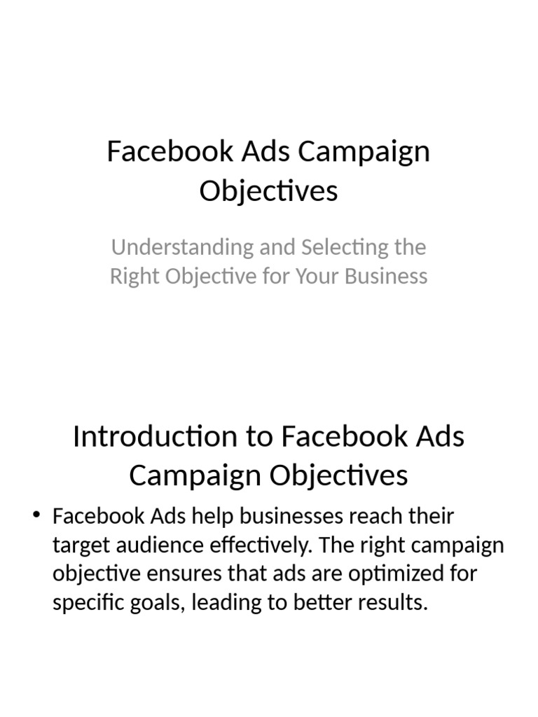 Facebook_Ads_Campaign_Objectives | PDF