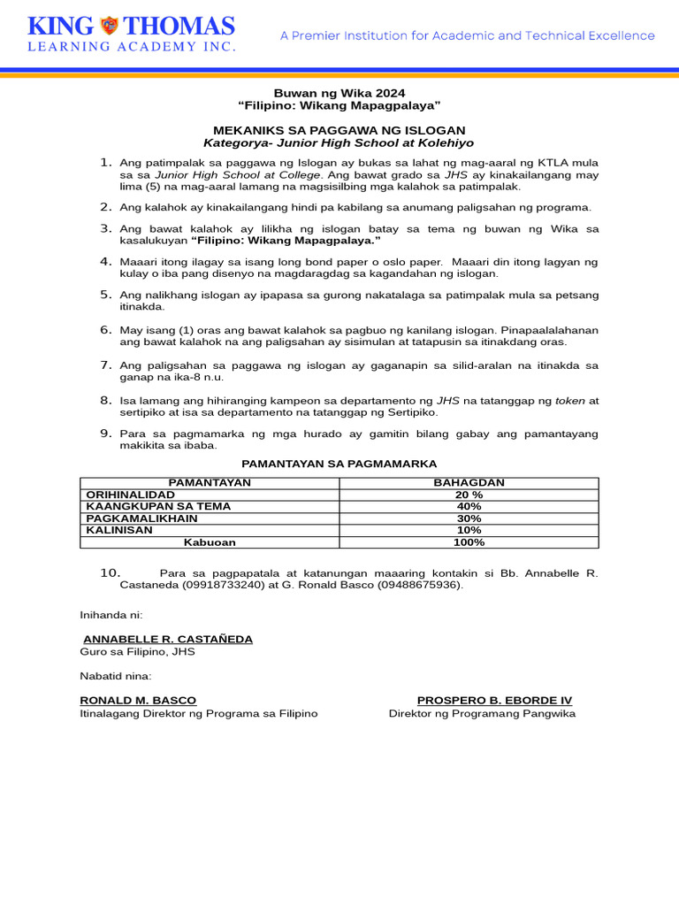 Mekaniks Sa Paggawa NG Islogan | PDF
