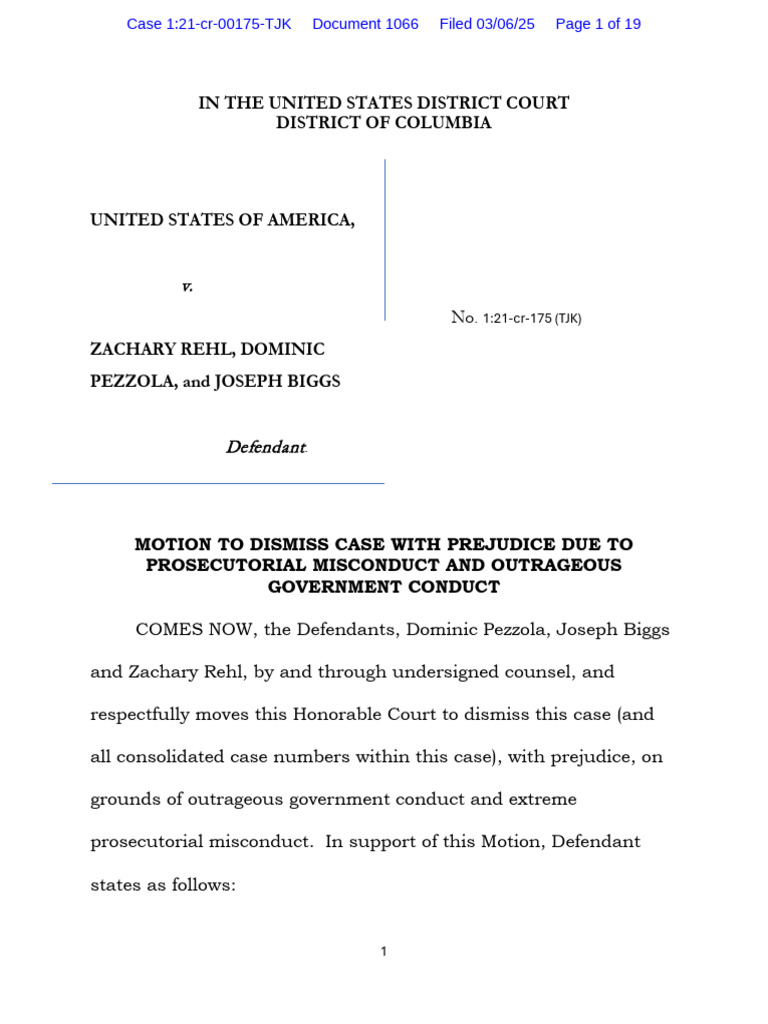 Motion to Dismiss for Misconduct | PDF | Sixth Amendment To The United ...