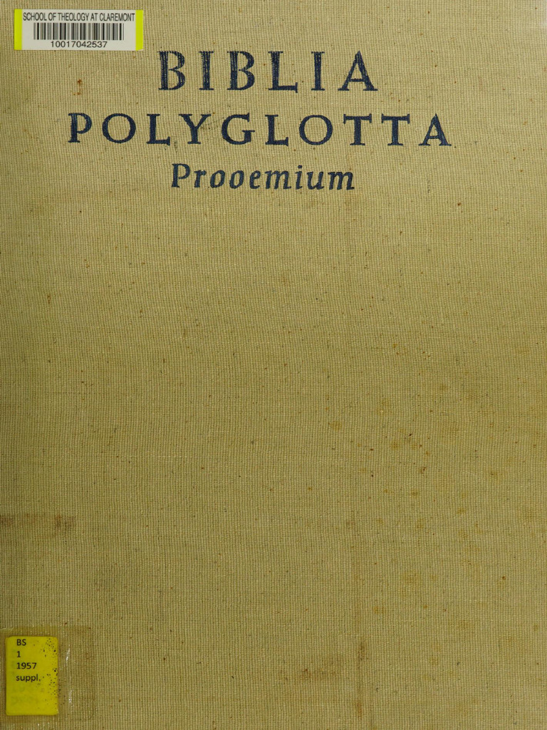 Biblia Polyglotta Matritensia PROEMIUM | PDF