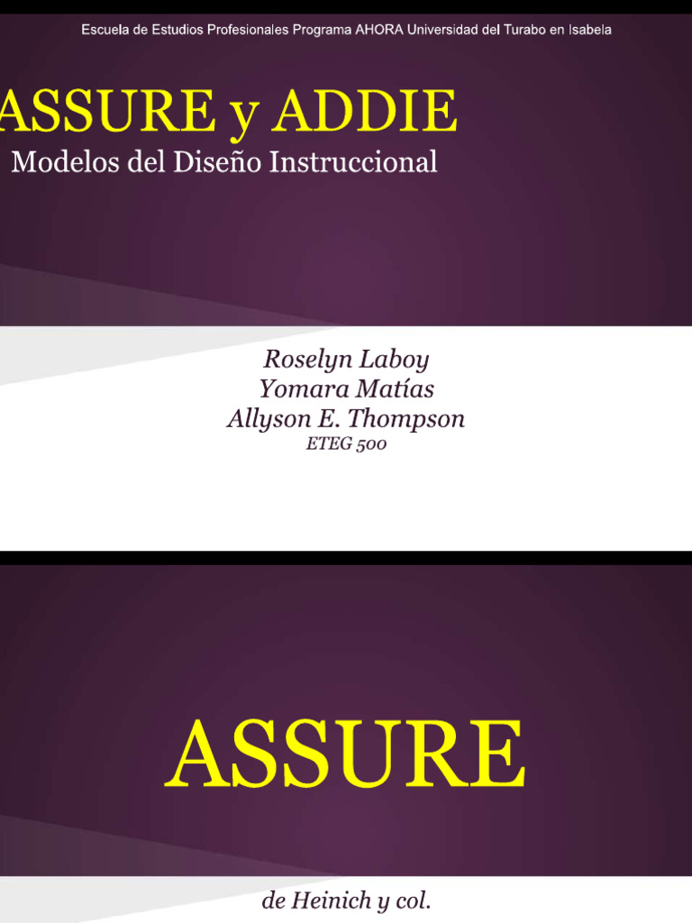 Presentacion Modelo ADDIE - ASSURE | PDF