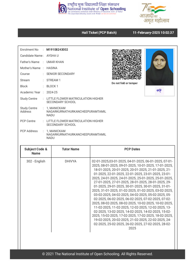 Sdmis - Nios.ac - in Search PCP Hall Ticket | PDF | Authentication ...