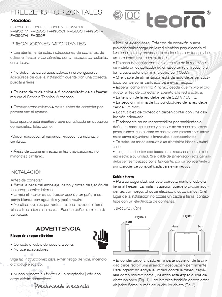 Guía de Uso para Freezers Horizontales | PDF | Poder (Física) | Energia ...
