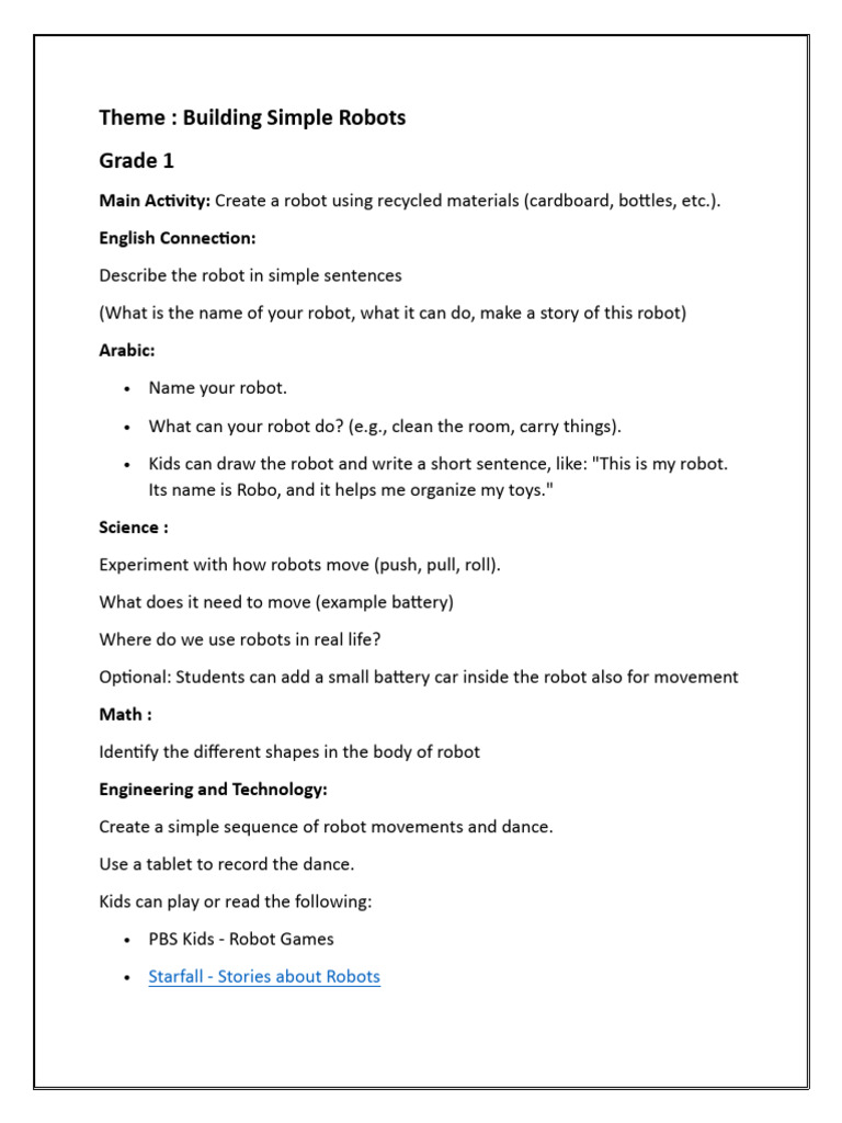 Grade 1 STEAM Project | PDF