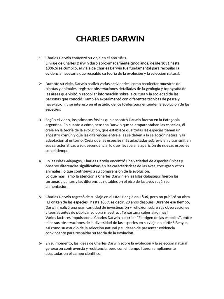 Charles Darwin | PDF | Charles Darwin | Evolución
