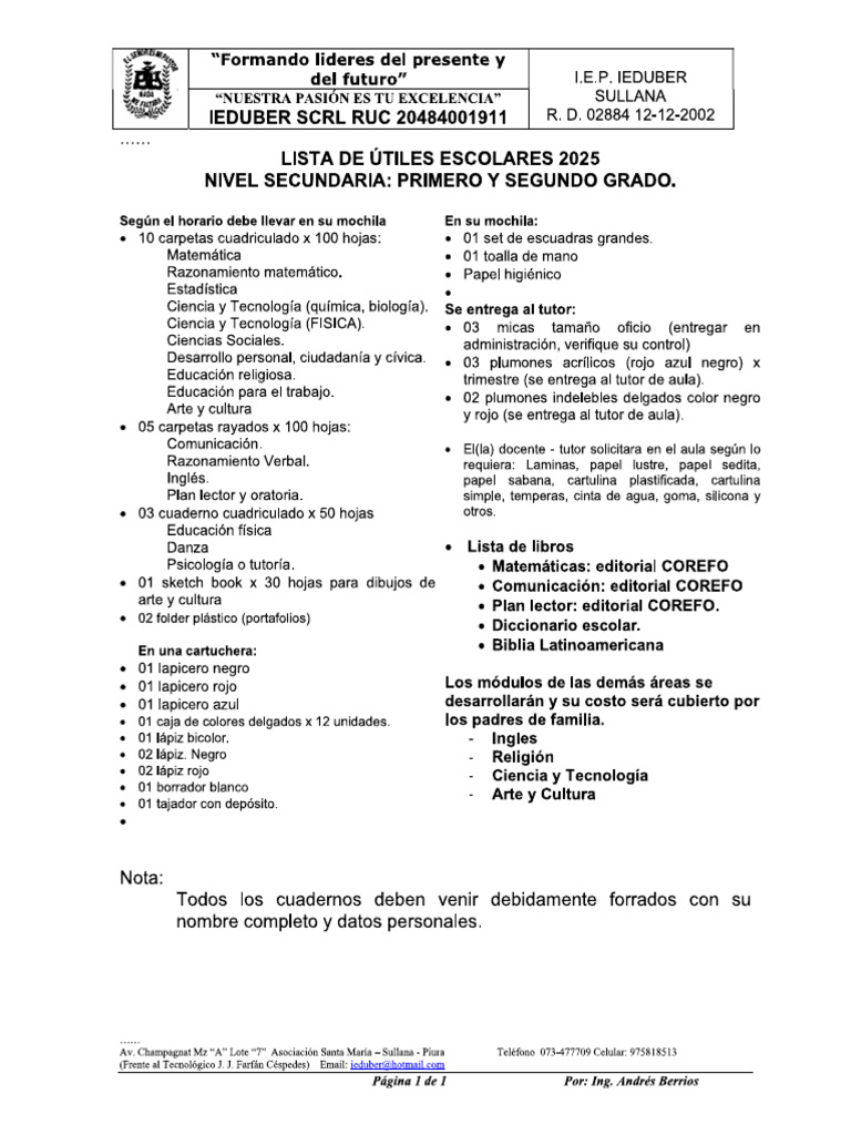 Listas 1 Ero y 2do | PDF