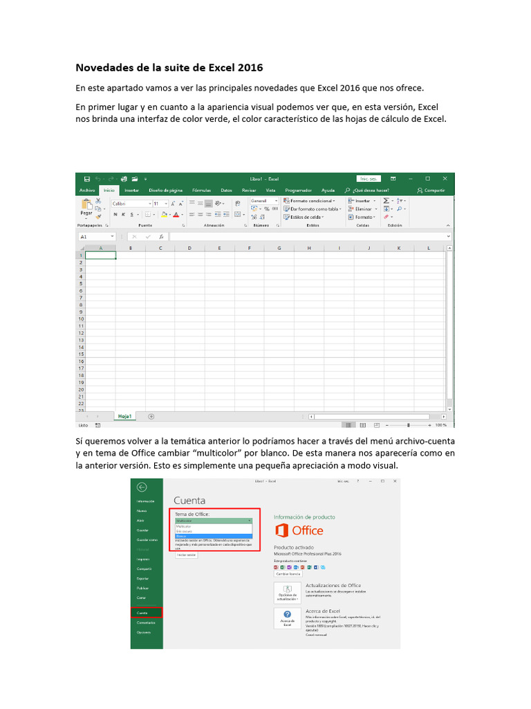 Novedades de Excel 2016: Interfaz y Funciones | PDF