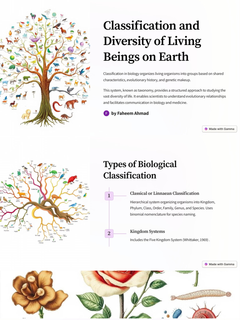 Classification and Diversity of Living Beings On Earth | PDF | Cell ...