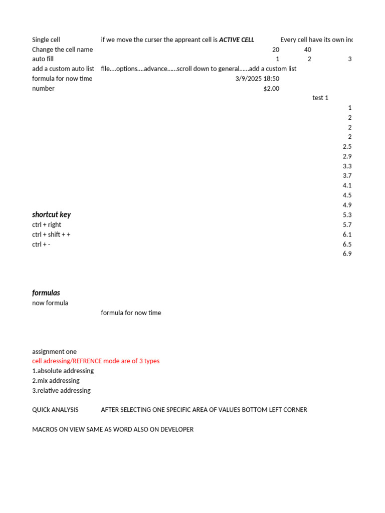 Ict Excel Notes | PDF | Function (Mathematics) | Mathematics