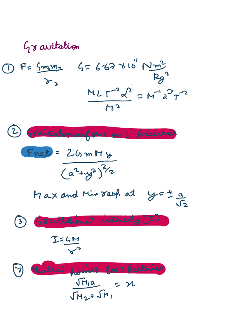Gravitation Formulas | PDF