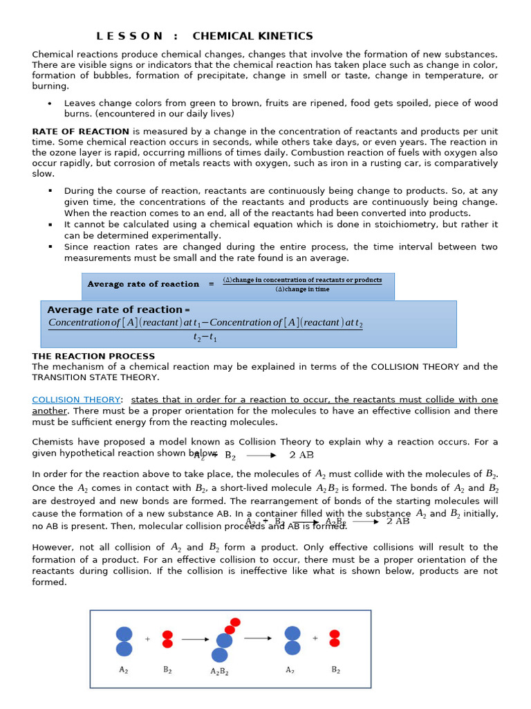 Chemical Kinetics Notes Final | PDF | Reaction Rate | Chemical Reactions