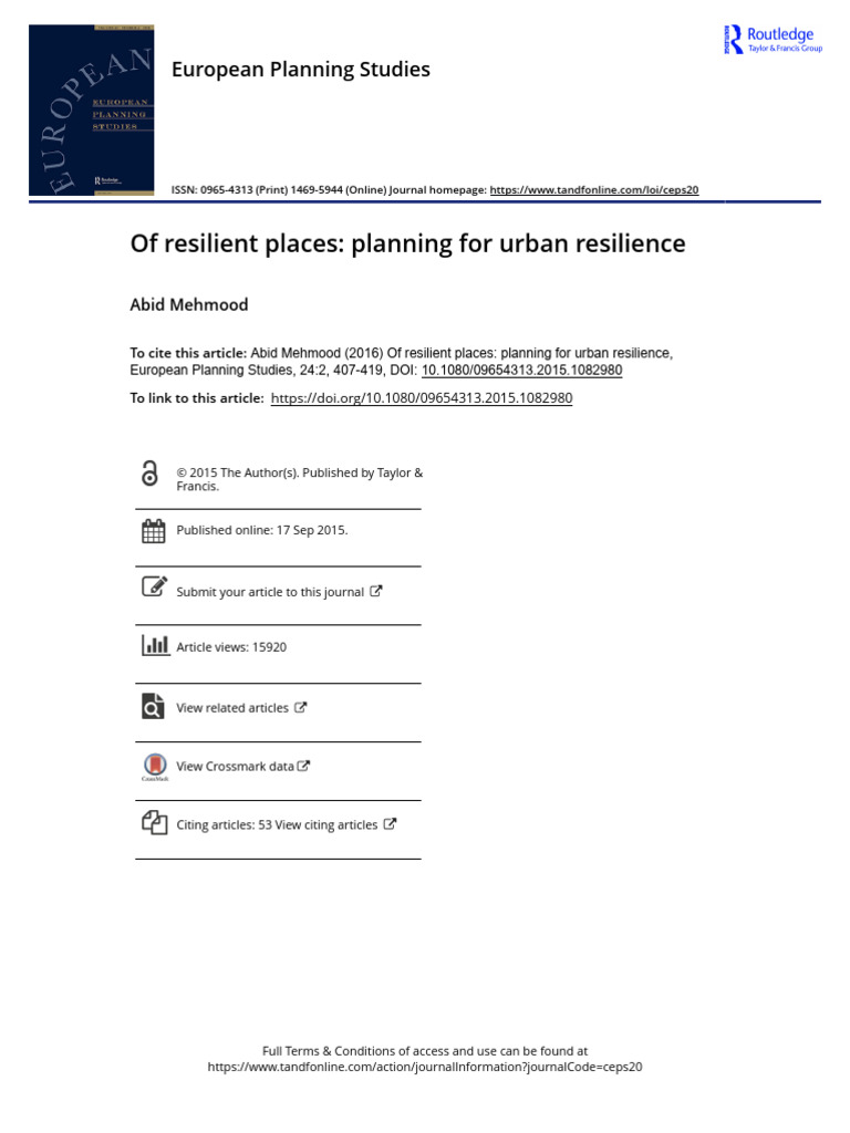 Urban Resilience Planning Strategies | PDF | Ecological Resilience ...