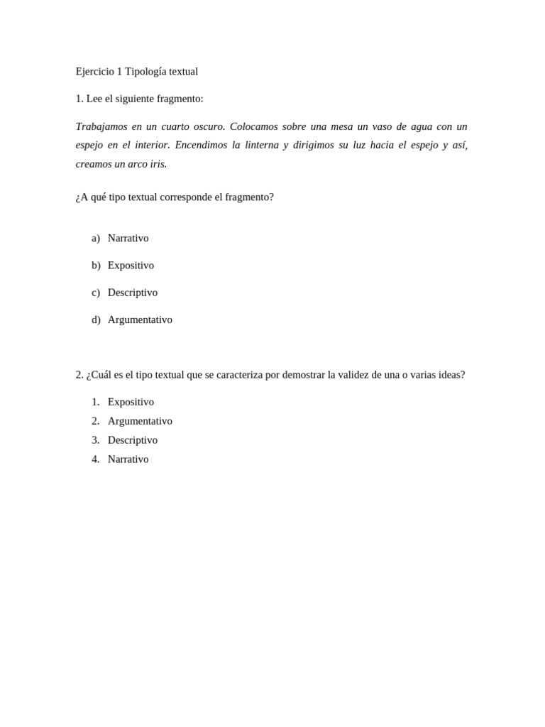 Ejercicio 1 Tipología Textual | PDF