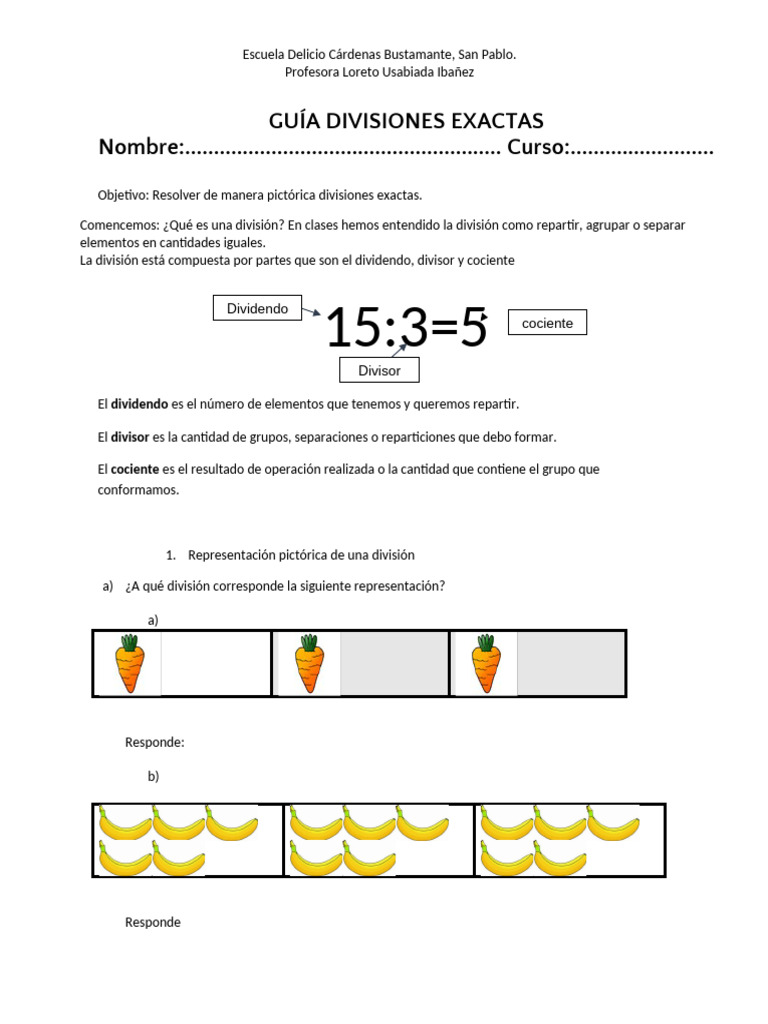 Guía de Divisiones Exactas para Estudiantes | PDF | División ...