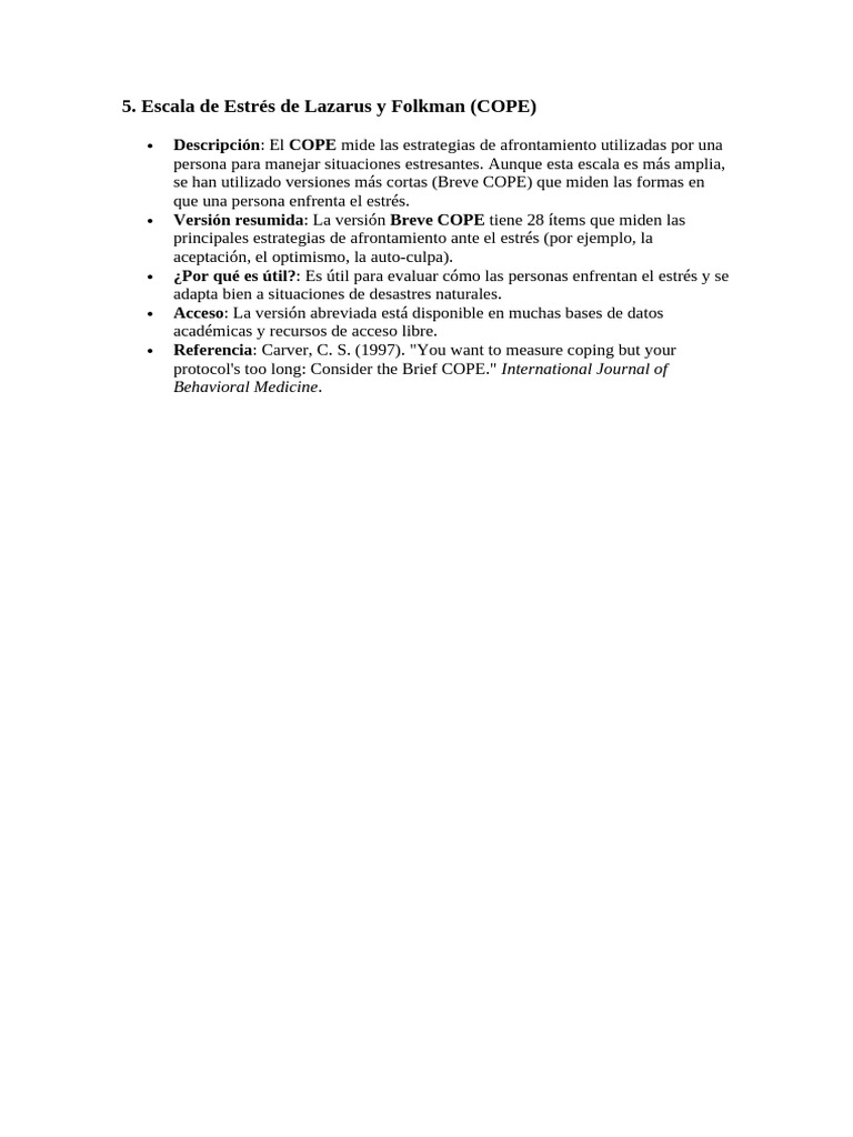 Escala de Estrés de Lazarus y Folkman | PDF