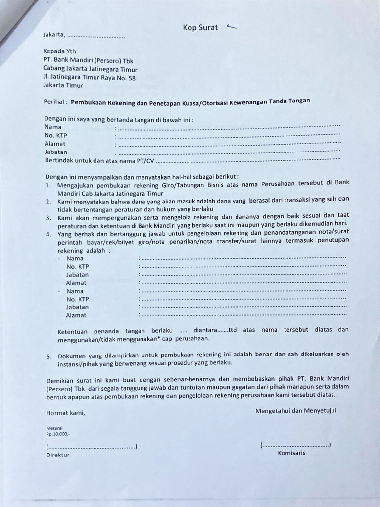 Syarat Buka Rek Mandiri | PDF