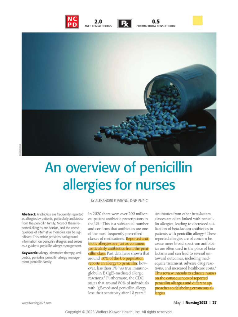 An Overview of Penicillin Allergies For Nurses.8 | PDF | Allergy ...