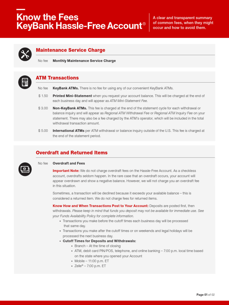 Keybank Hassle Free Fee Transparency | PDF | Overdraft | Fee