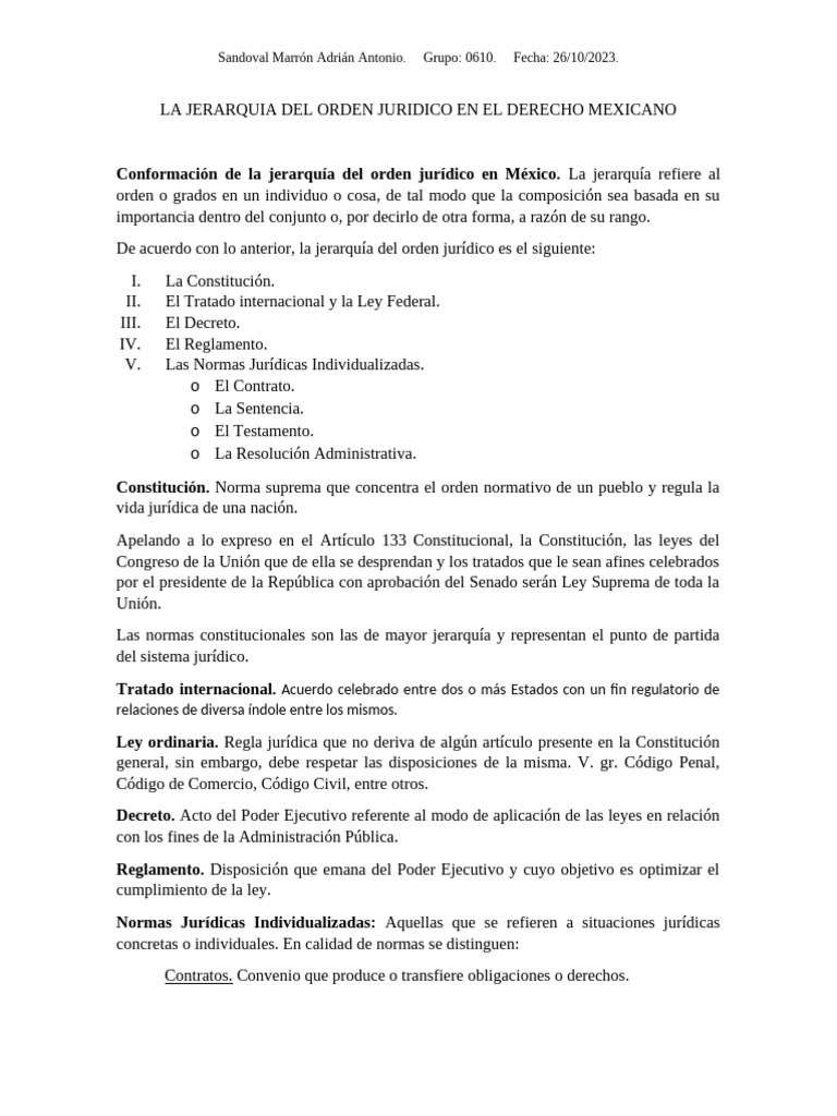 La Jerarquia Del Orden Juridico en El Derecho Mexicano | PDF | Constitución | Regulación