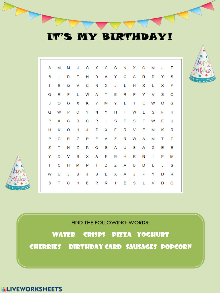 BIRTHDAY Wordsearch | PDF