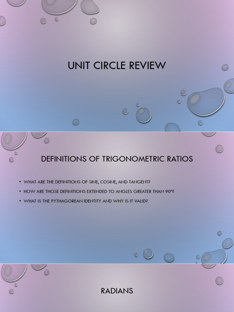 Unit Circle Review | PDF