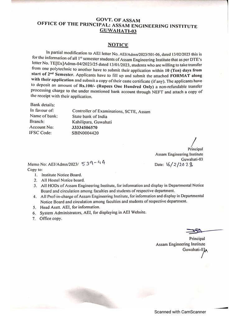 Modified Notice of Student Transfer | PDF