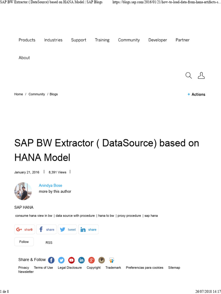 SAP BW Extractor (DataSource) Based on HANA Model - Procedure (1) | PDF | Computer Data | Data ...