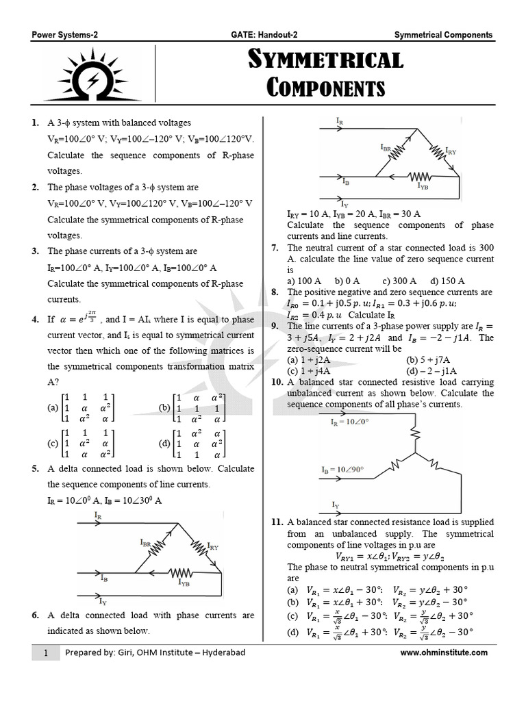 SYMMETRICAL COMPONENTS | PDF | Power (Physics) | Algebra