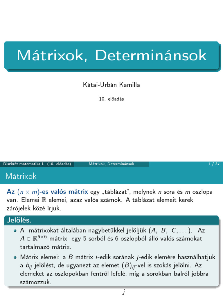 DM10-Matdet 20mátrix Determináns | PDF