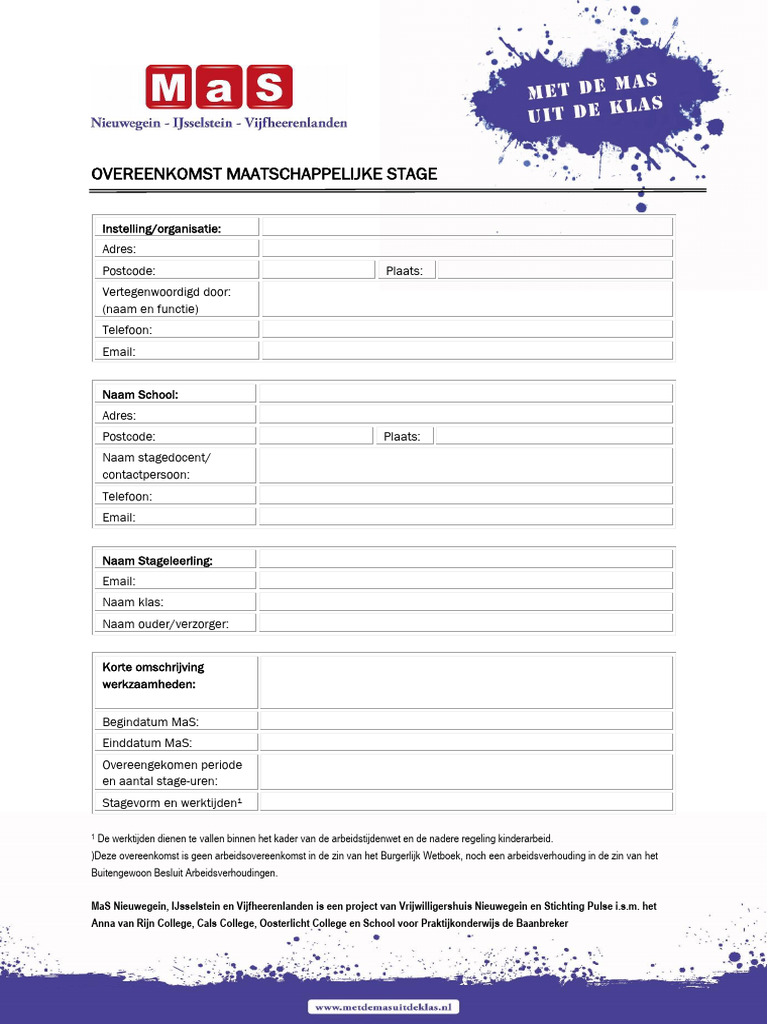 Blanco Stageovereenkomst | PDF