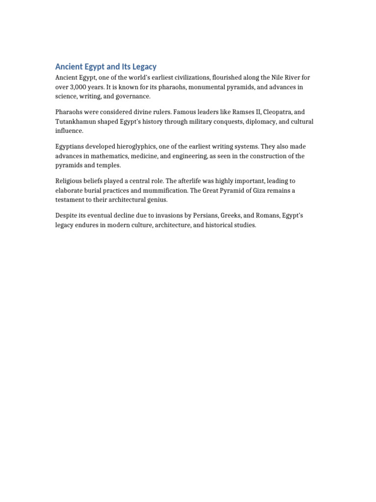 Ancient Egypt and Its Legacy | PDF
