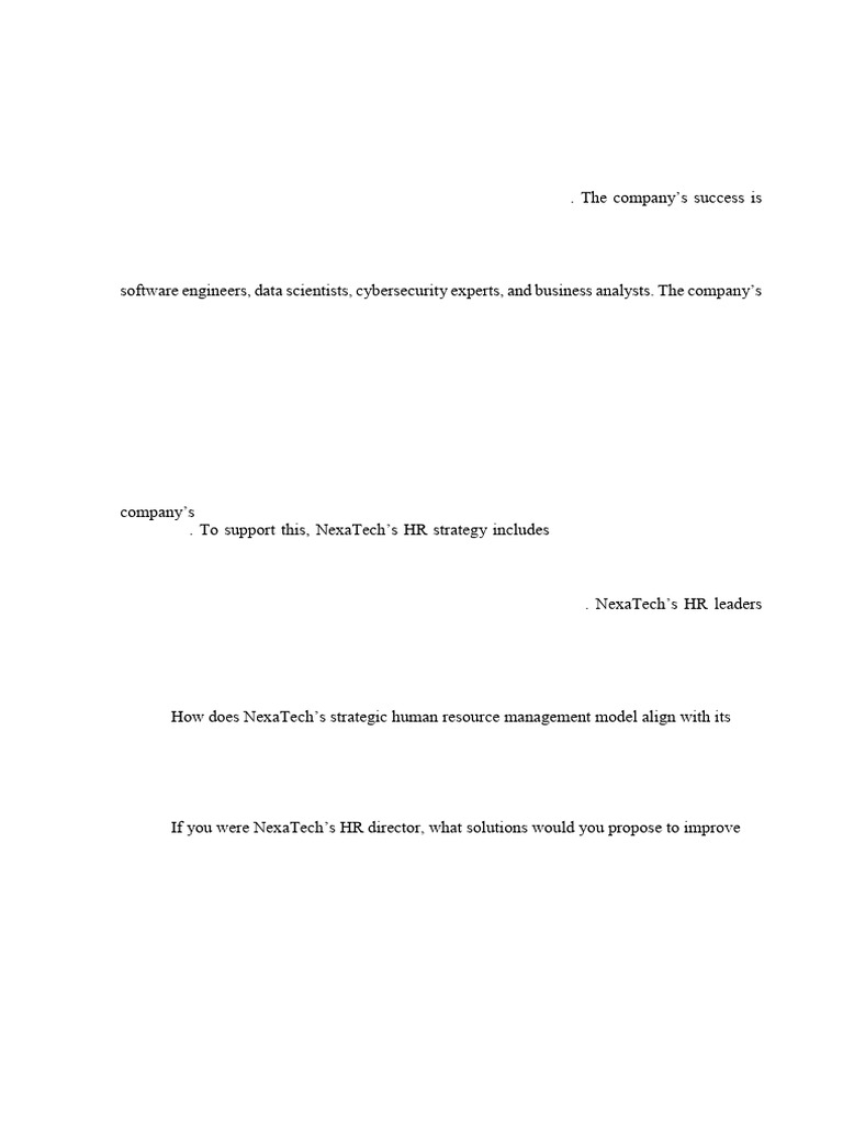 Strategic Human Resource Management in NexaTech Solutions | PDF | Human ...
