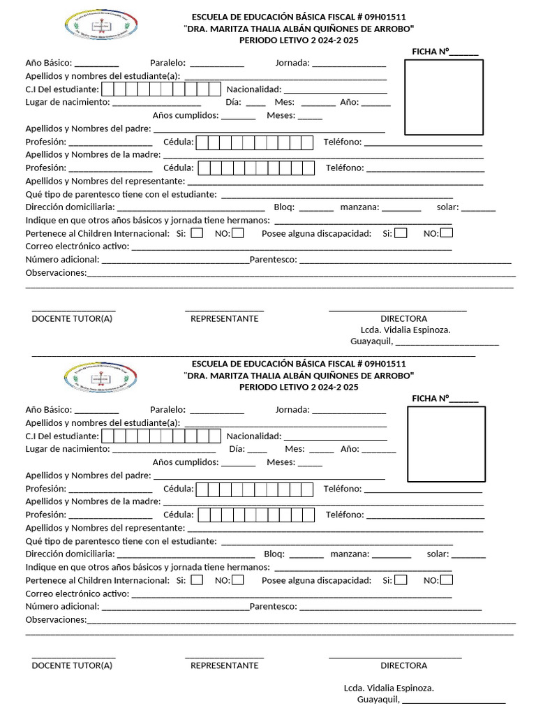 Ficha de Matricula Vacia Corregida | PDF