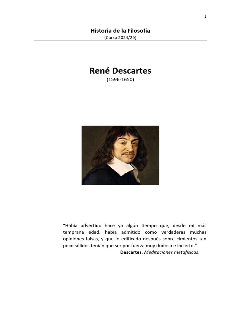 Filosofía de Descartes: Racionalismo y Contexto | PDF | René Descartes ...