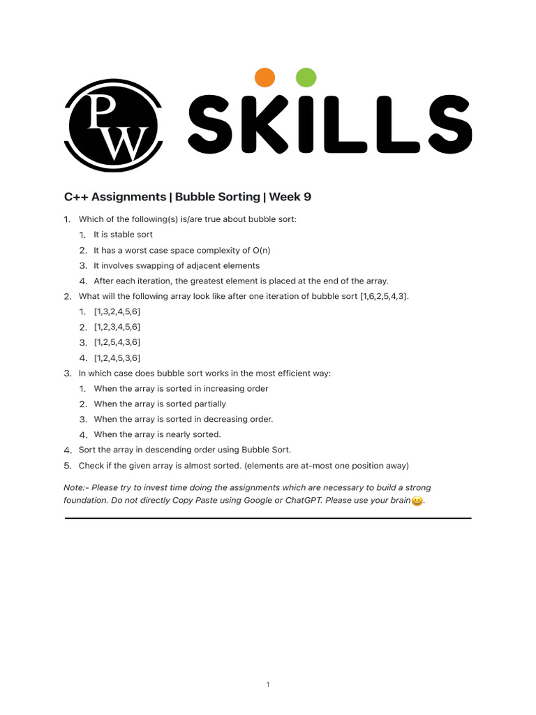 Sorting Assignment 01 DECODE DSA With C 2.0 6523bd351537bc0019299b23 | PDF