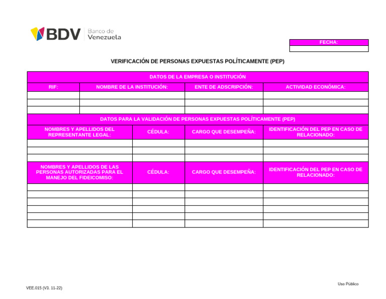 VEE.015 (V3. 11-22) Verificación de Personas Expuestas Políticamente ...