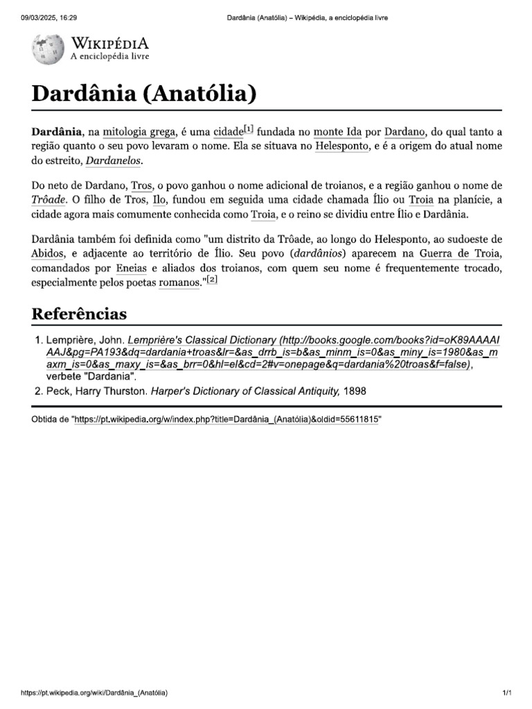 Dardânia (Anatólia) - Wikipédia, A Enciclopédia Livre | PDF