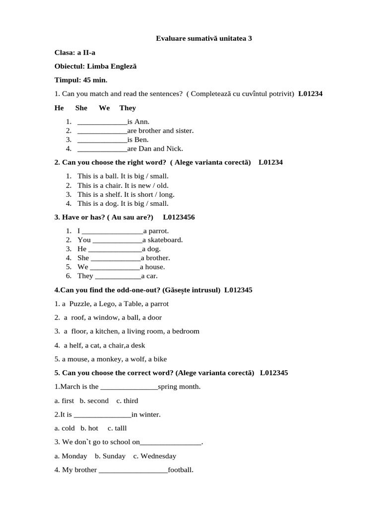 0 Evaluare Sumativa Finala | PDF