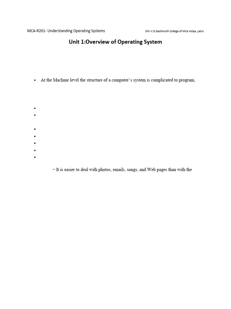 Unit 1 Overview of Operating System | PDF | Kernel (Operating System ...