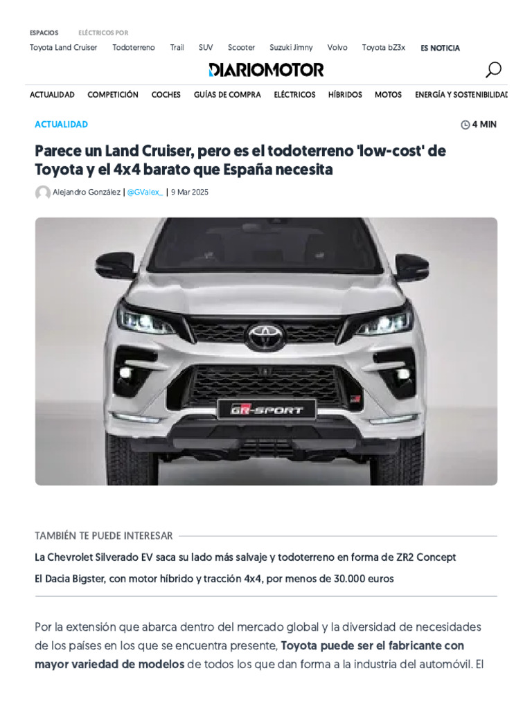 Parece Un Land Cruiser, Pero Es El Todoterreno 'Low-Cost' de Toyota y El 4x4 Barato Que España ...