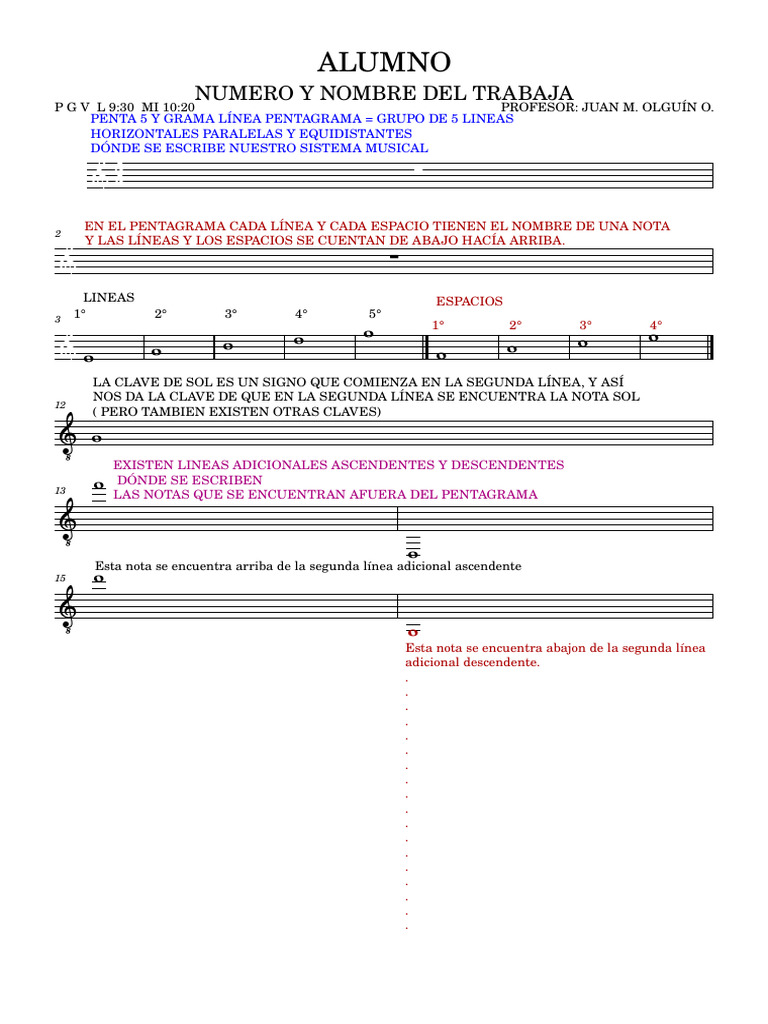 El Pentagrama 1 | PDF | Clave | Notación